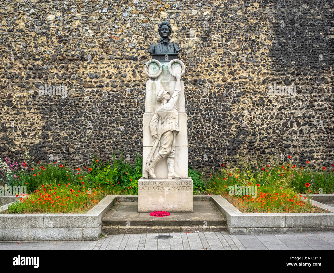 NORWICH, NORFOLK: Monument to Edith Cavell, situated outside the ...