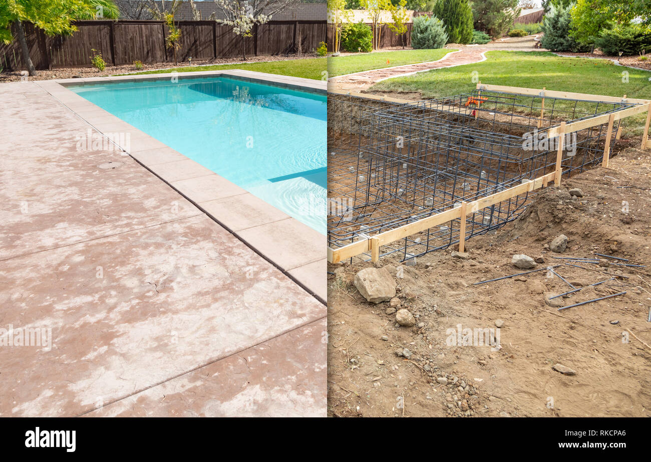 Before and After Pool Build Construction Site Stock Photo - Alamy