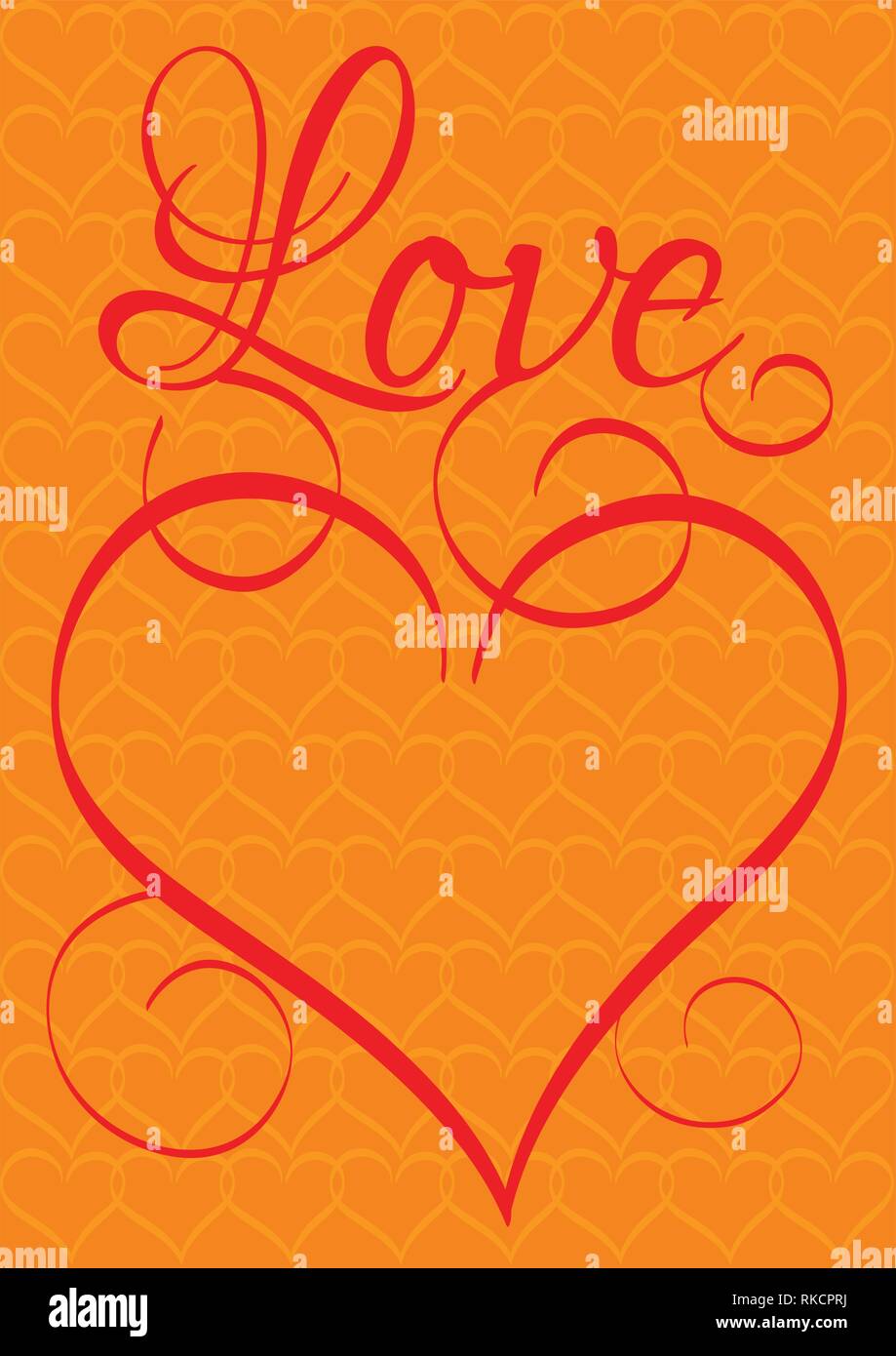 Symbol heart vector illustration with text Love and copy space for your ...