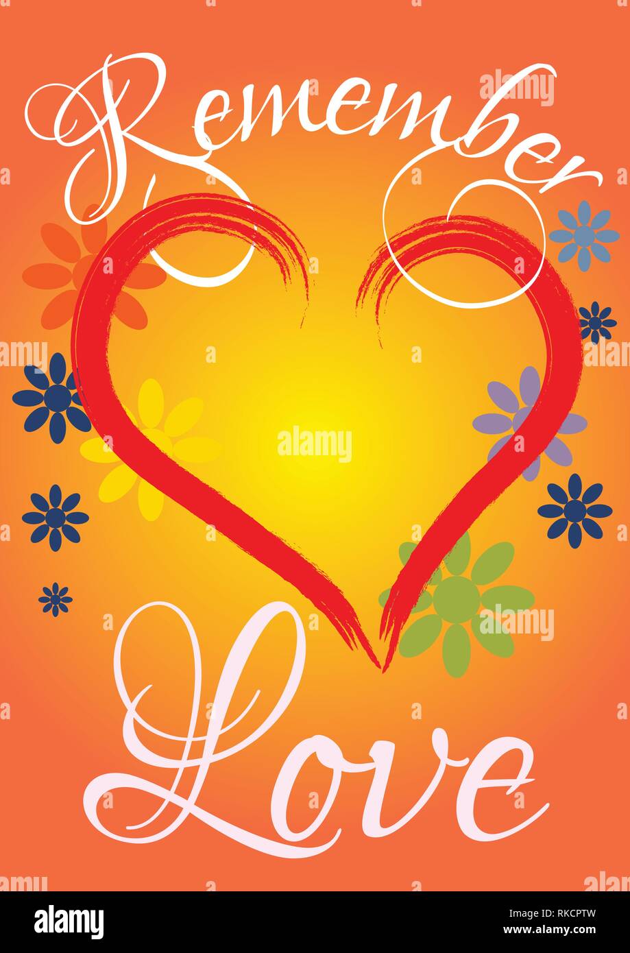 Symbol heart vector illustration with text Love and copy space for your ...