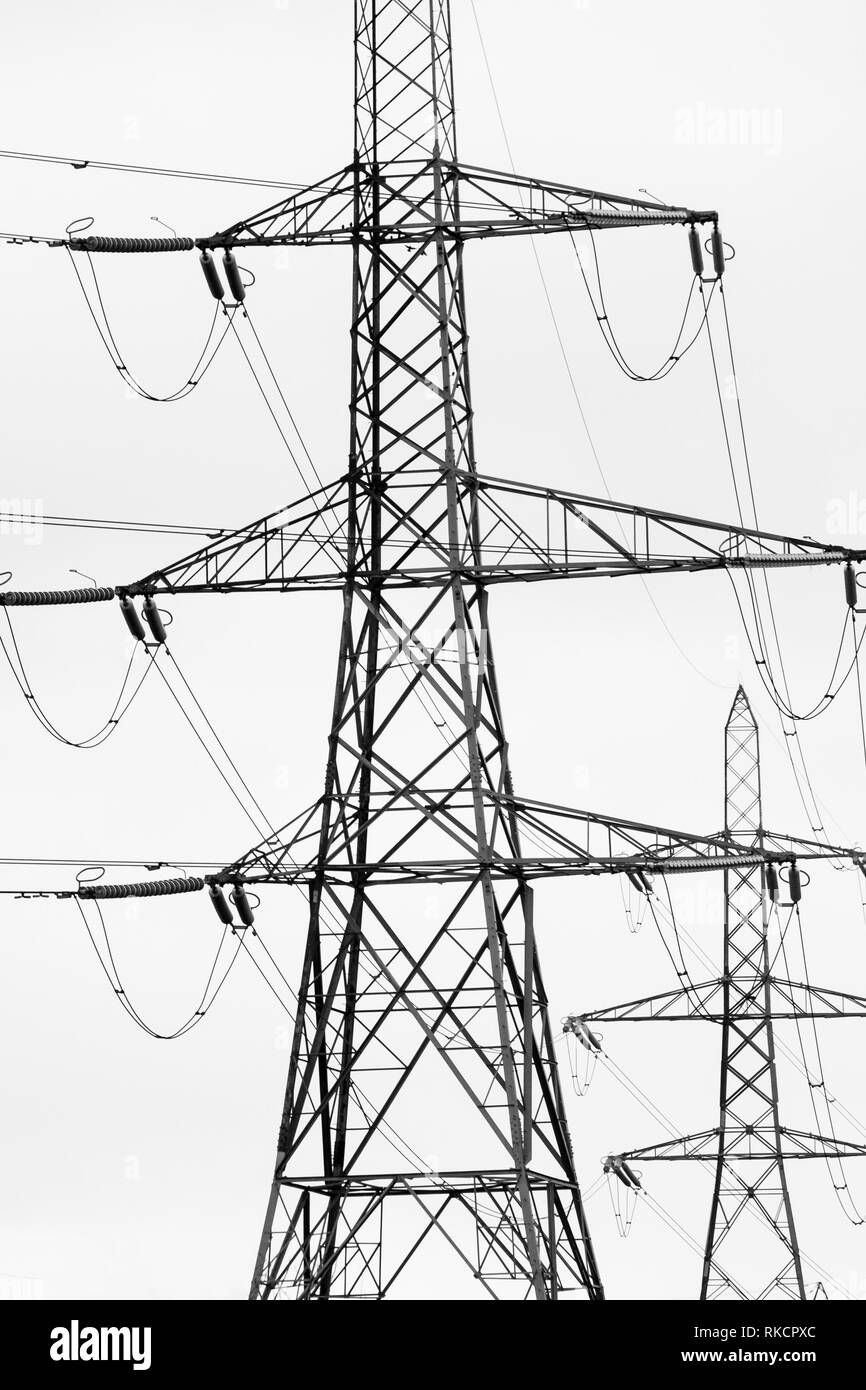 National grid power lines Black and White Stock Photos & Images - Alamy