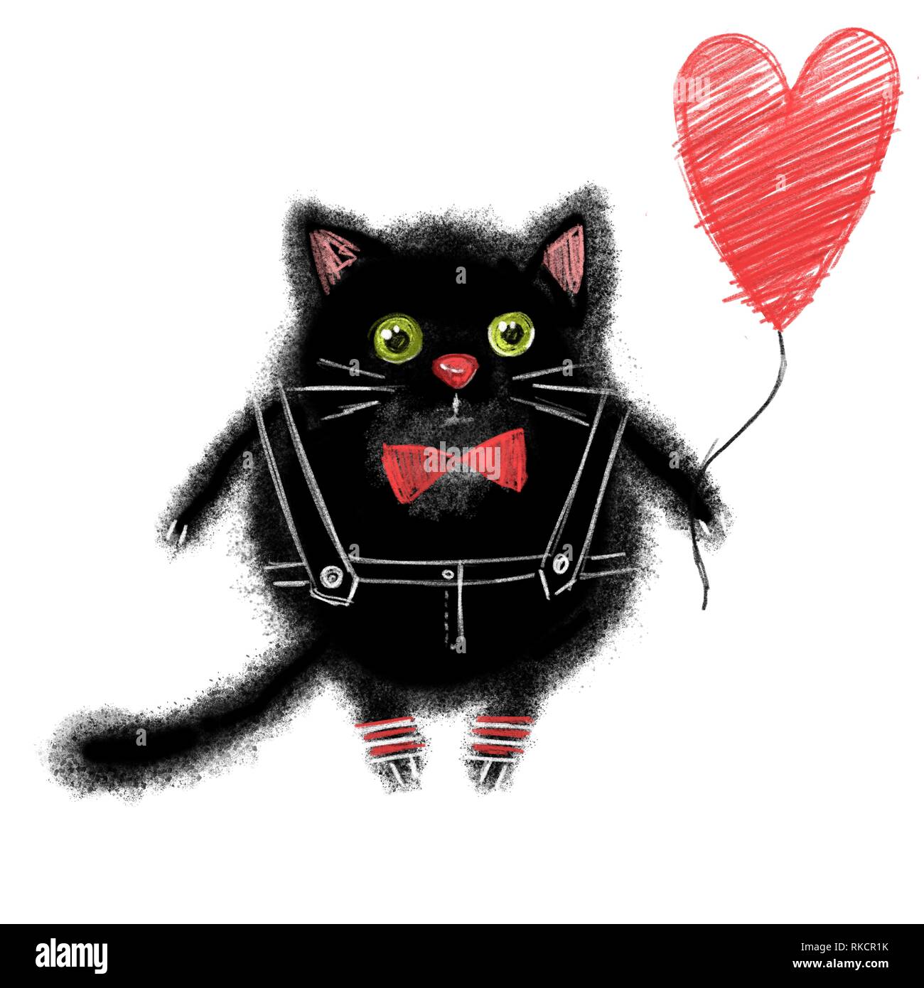 Silhouette black cartoon cat Cut Out Stock Images & Pictures - Alamy