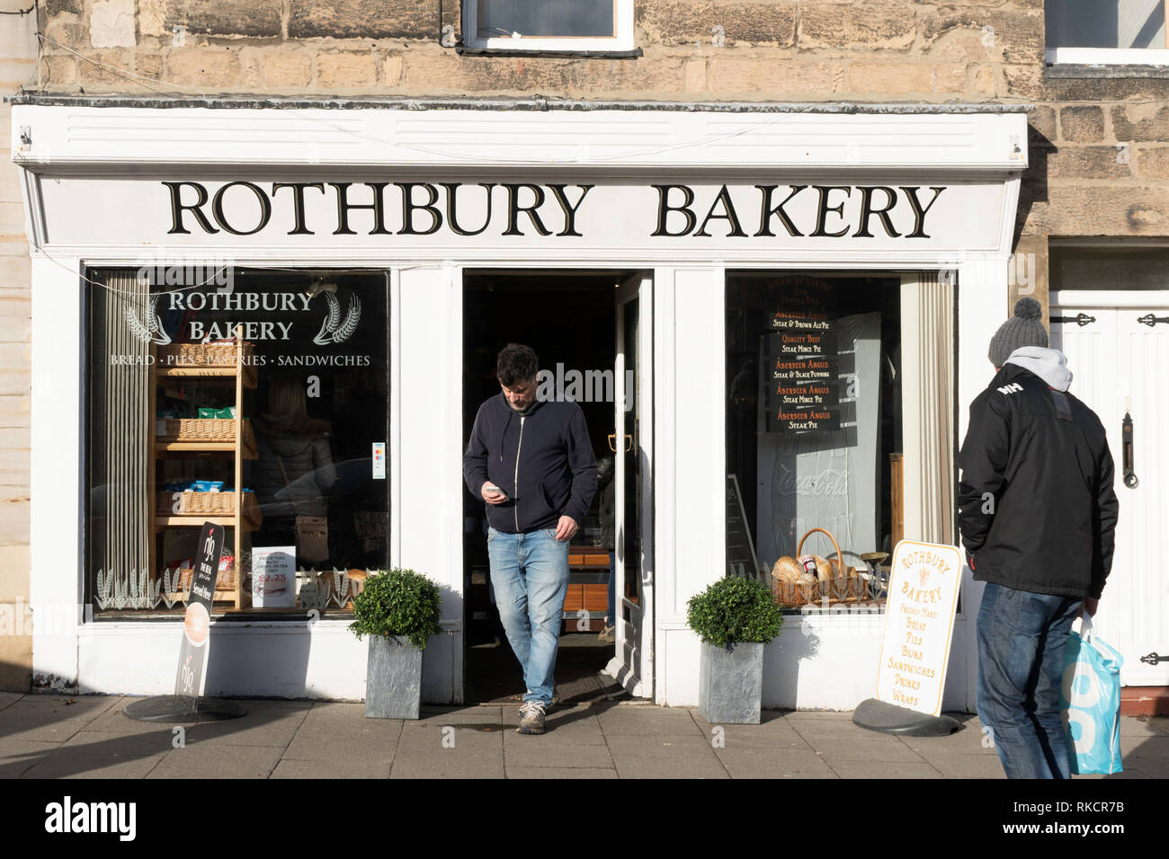 Village shop, Rothbury Bakery, Rothbury, Northumberland, England, UK ...