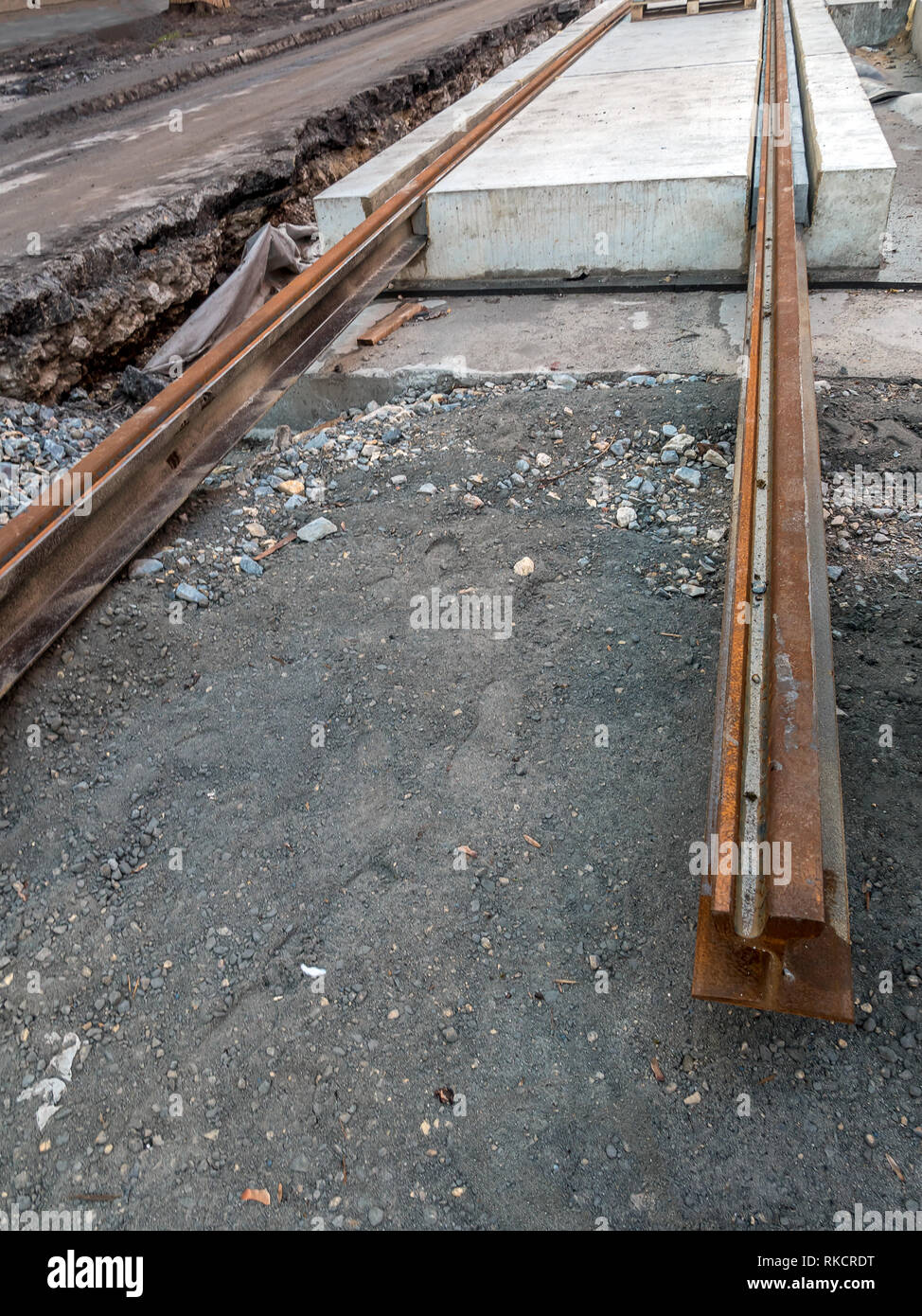 New tramway track under construction Stock Photo - Alamy