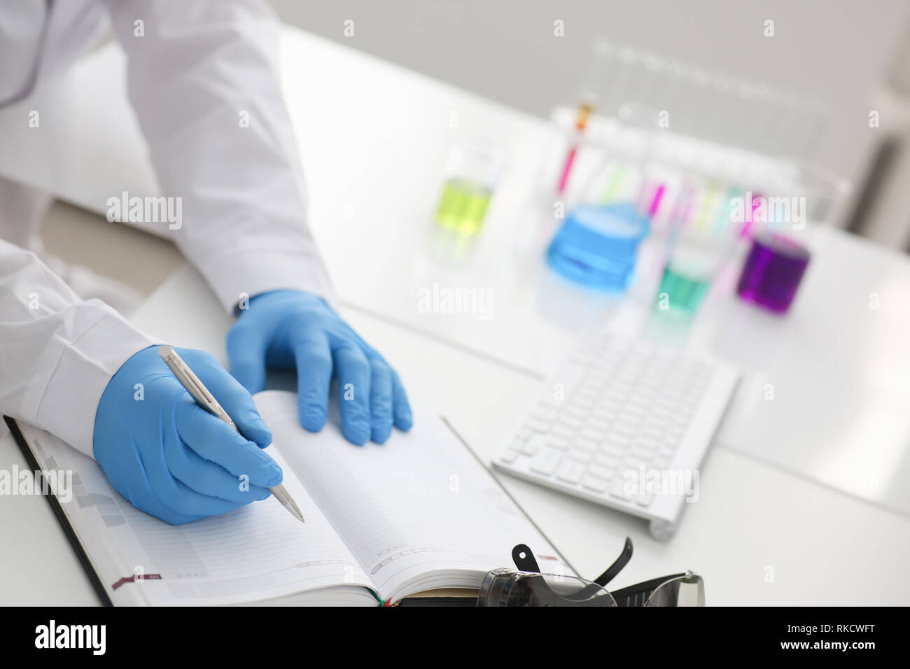 Employee of the chemical laboratory teacher Stock Photo - Alamy