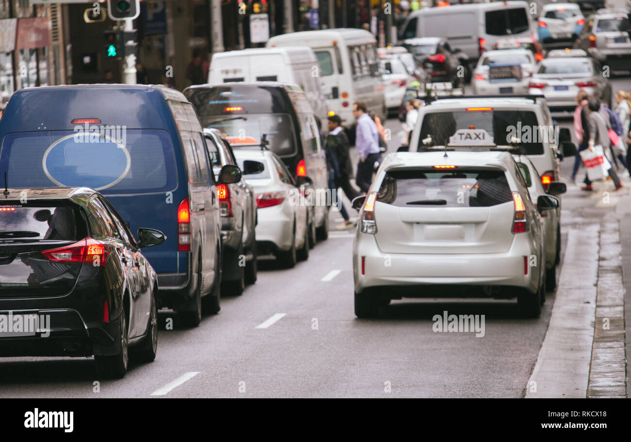 Traffic jam in the city cars at city street Stock Photo - Alamy