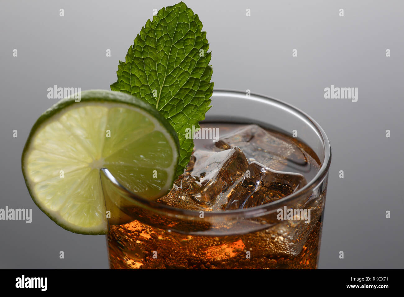 cocktail with cola and mint Stock Photo - Alamy