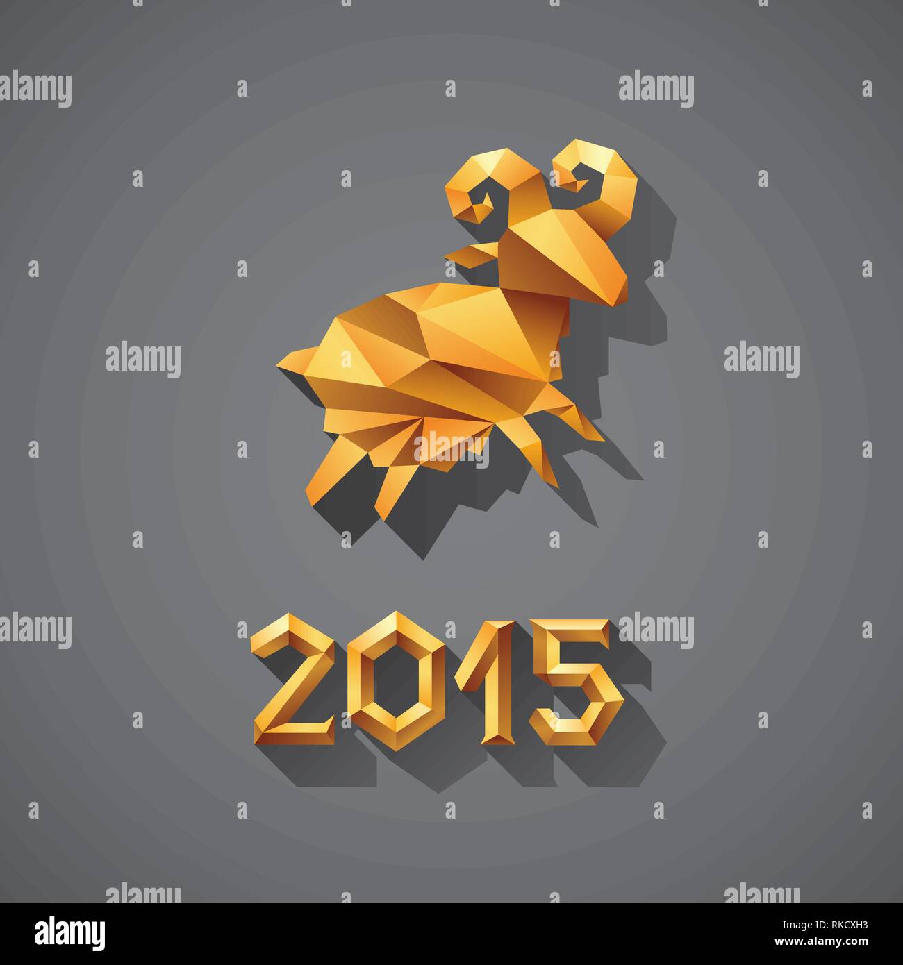 Polygonal golden ram sheep symbol of year illustration Stock Vector ...