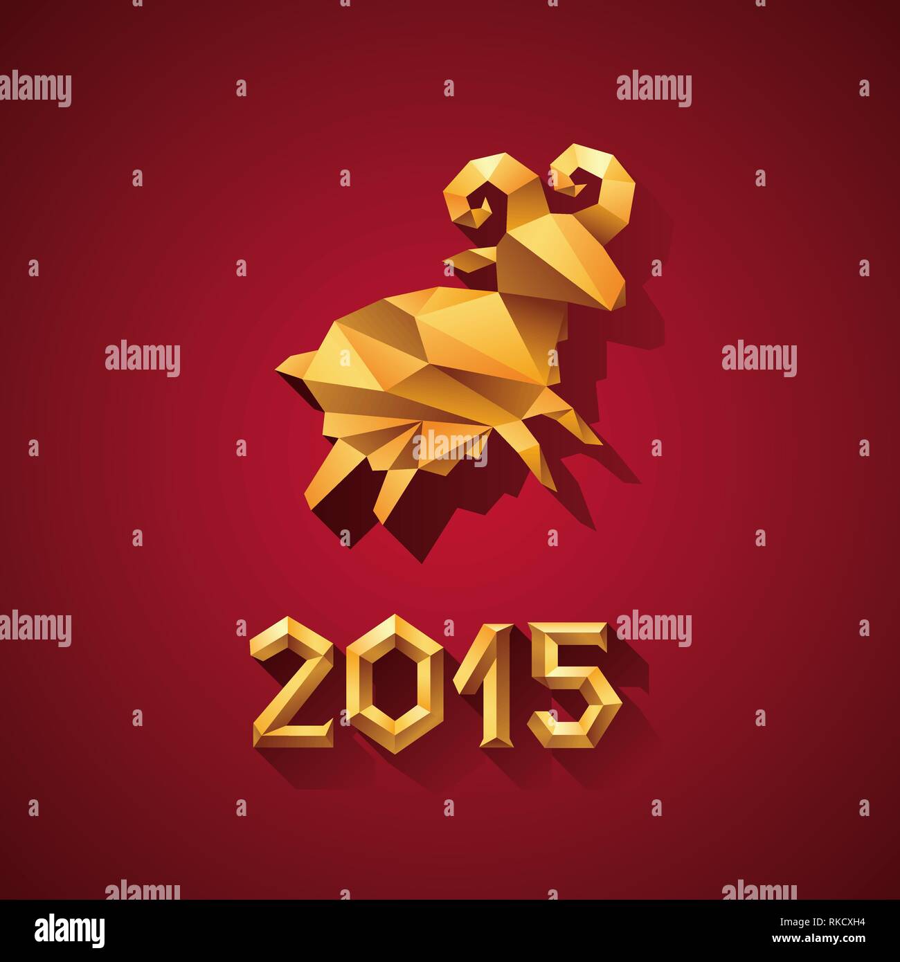 Polygonal golden ram sheep symbol of year illustration Stock Vector ...