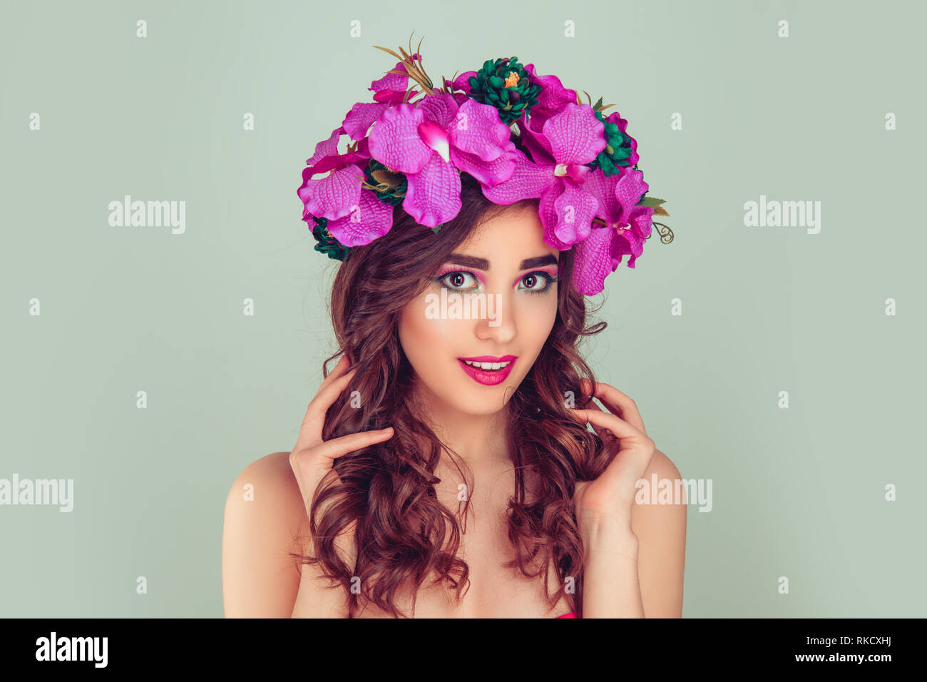 woman hands touching showing hair flirting at camera Stock Photo - Alamy