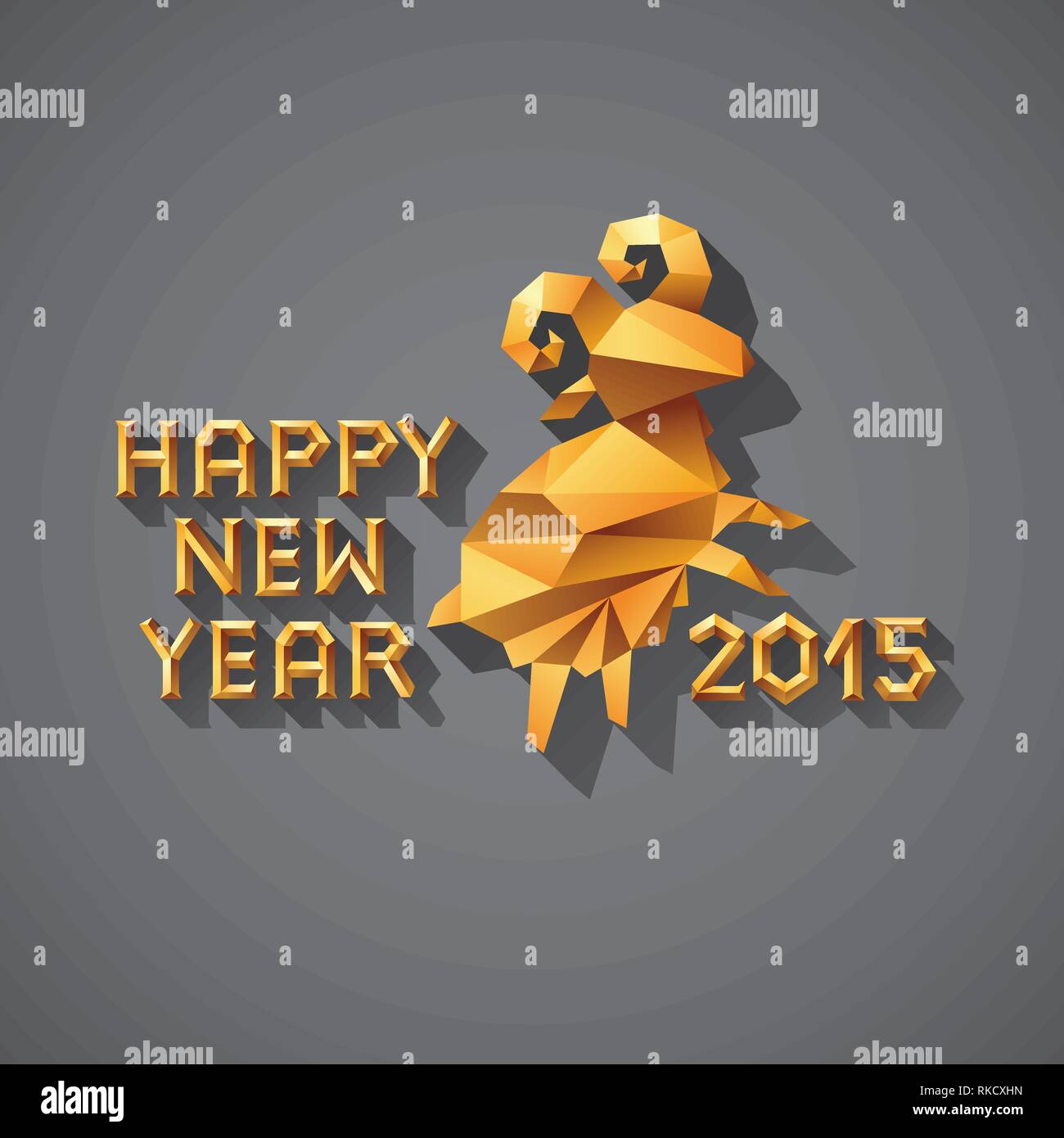 Polygonal golden ram sheep symbol of year illustration Stock Vector ...