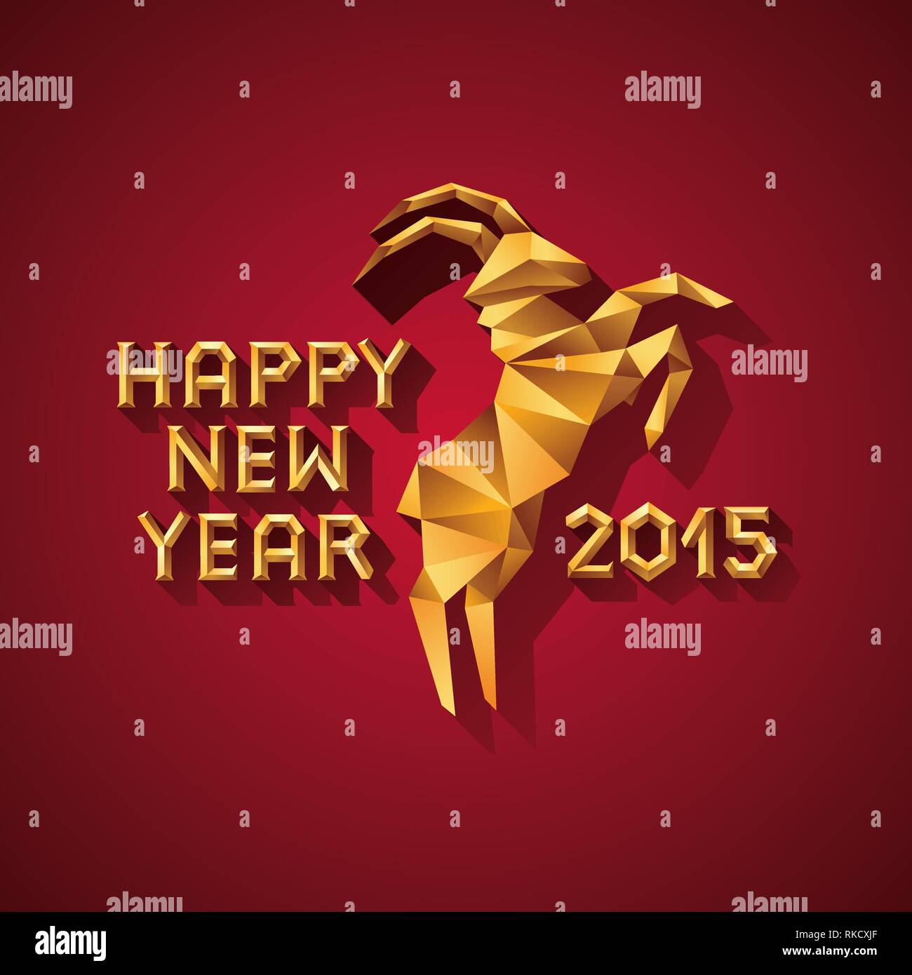 Polygonal golden ram sheep symbol of year illustration Stock Vector ...