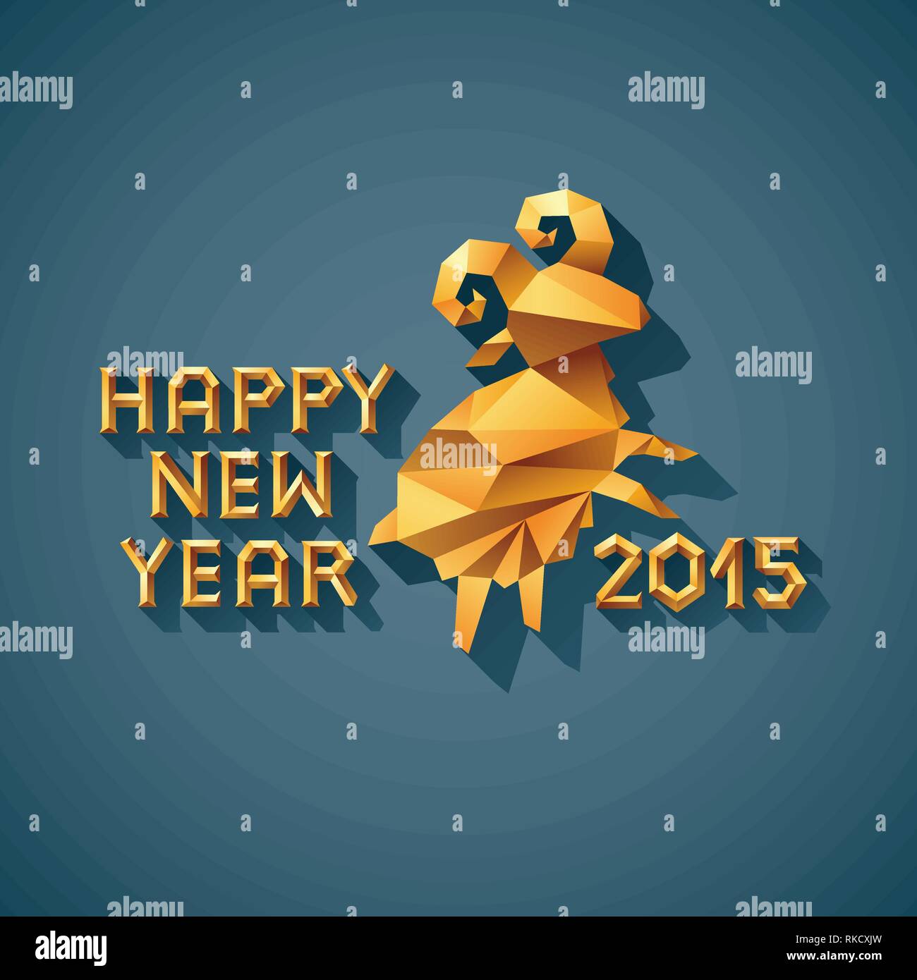 Polygonal golden ram sheep symbol of year illustration Stock Vector ...