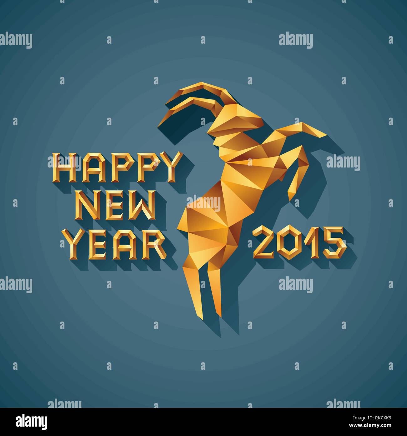 Polygonal golden ram sheep symbol of year illustration Stock Vector ...