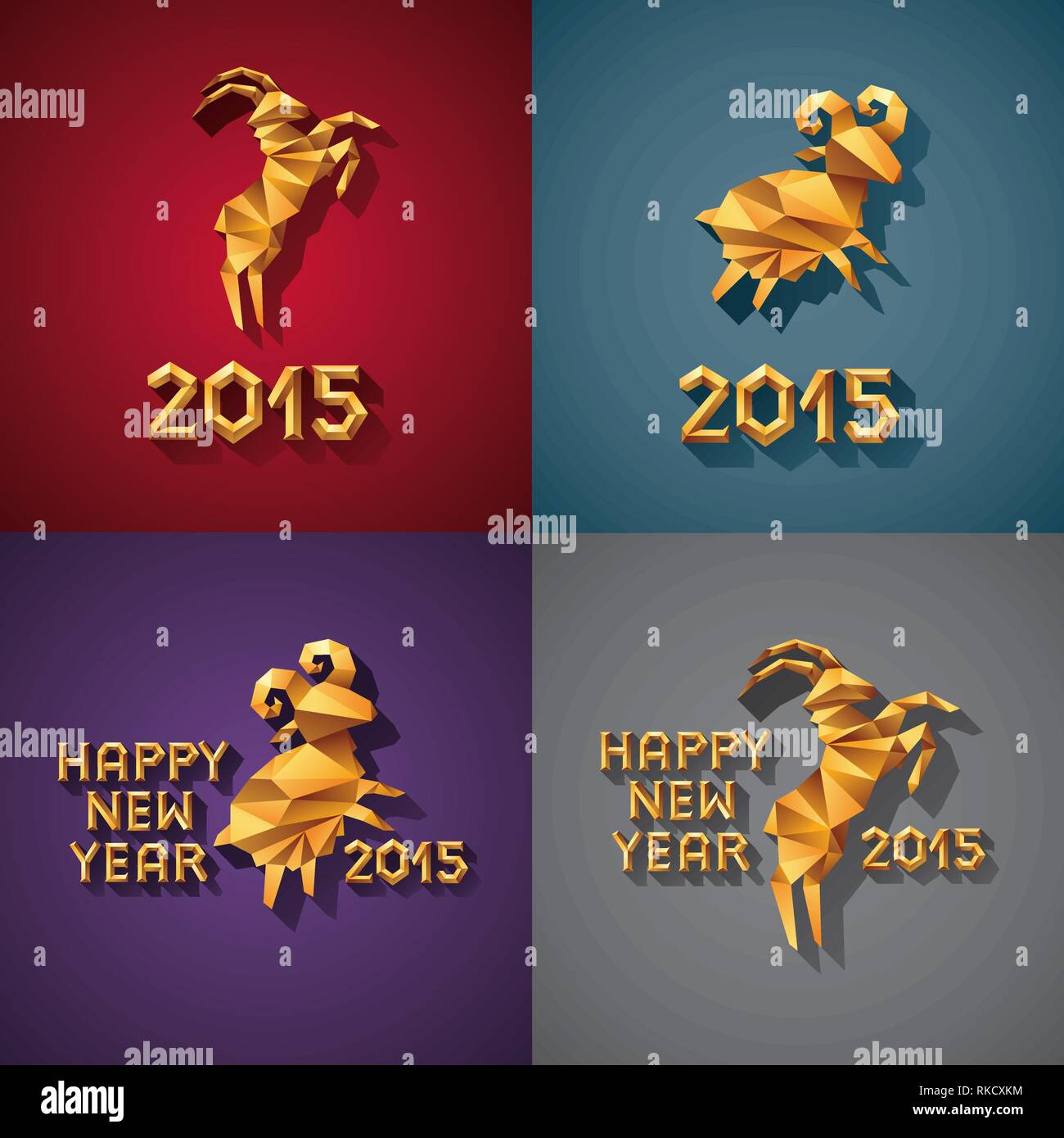 Polygonal golden ram sheep symbol of year illustration Stock Vector ...