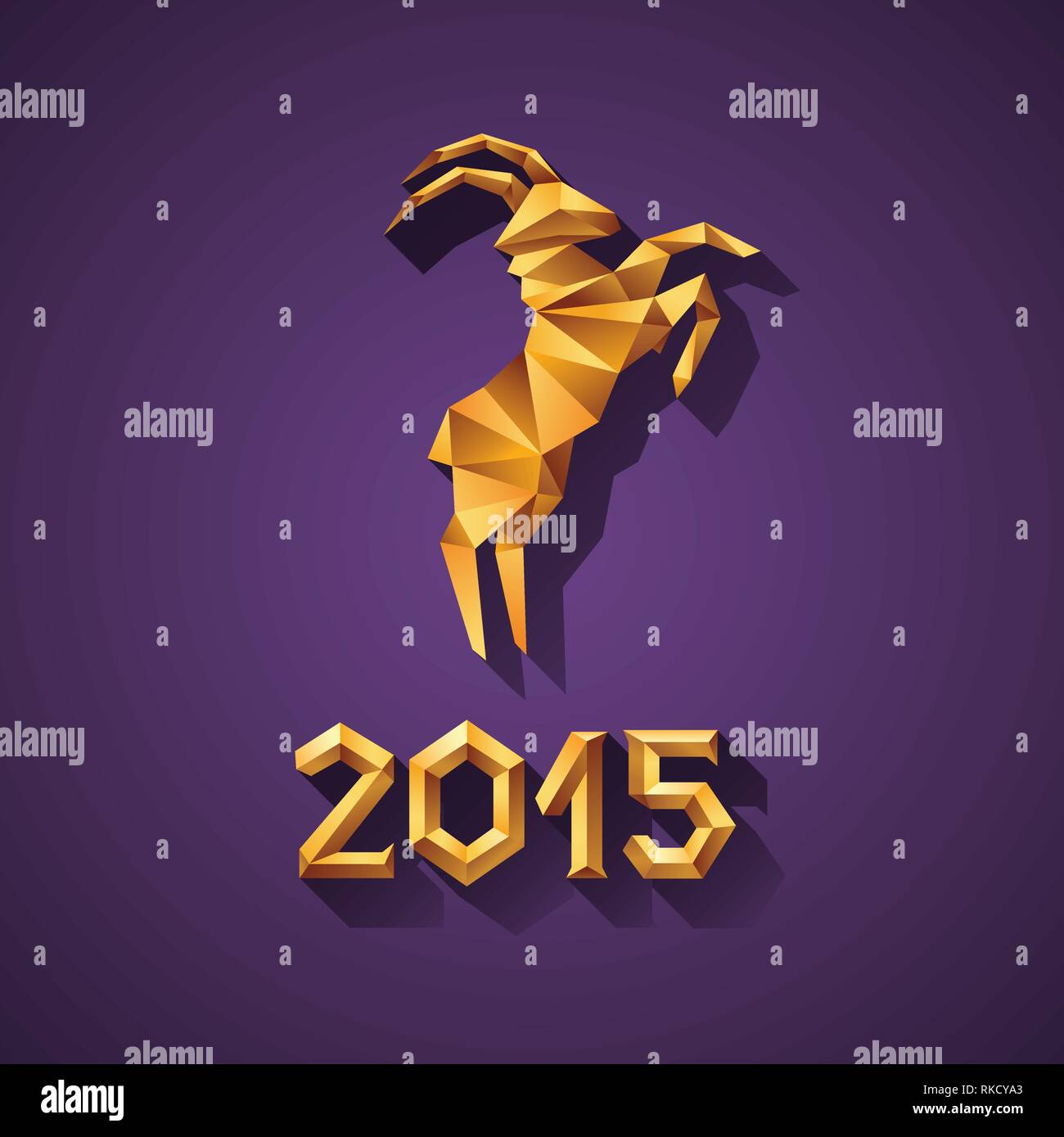 Polygonal golden ram sheep symbol of year illustration Stock Vector ...