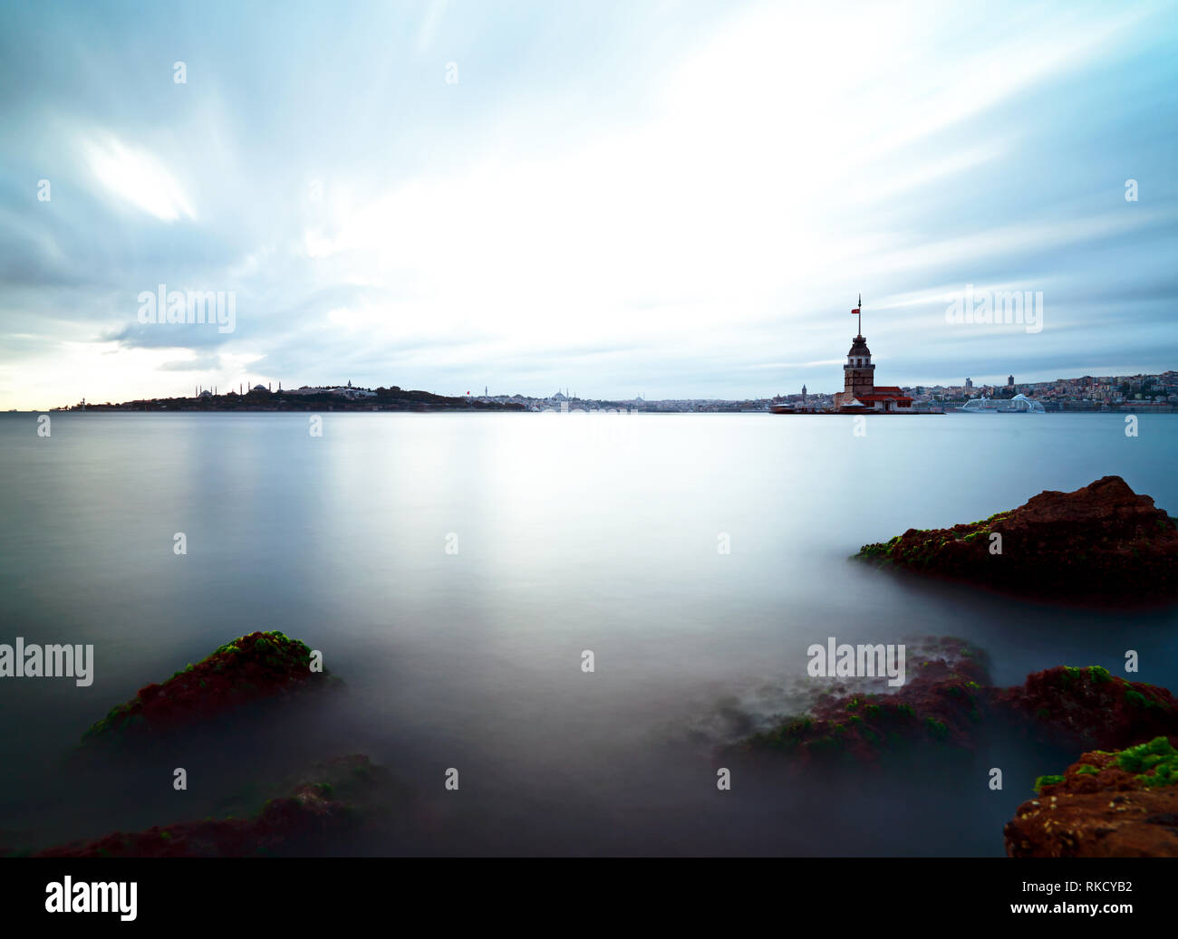 Maiden's Tower on Istanbul Bosphorus with long exposure Stock Photo - Alamy