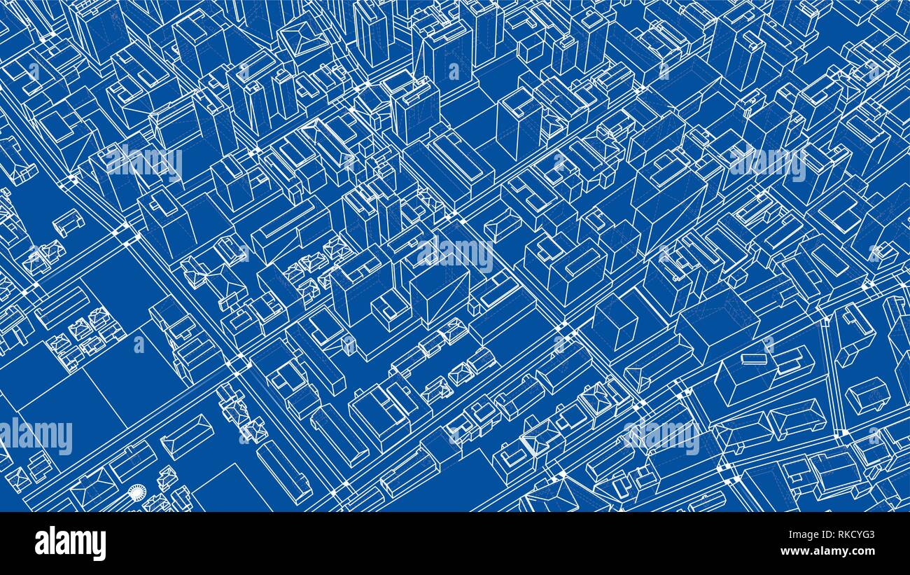 Wire-frame City, Blueprint Style Stock Vector Image & Art - Alamy