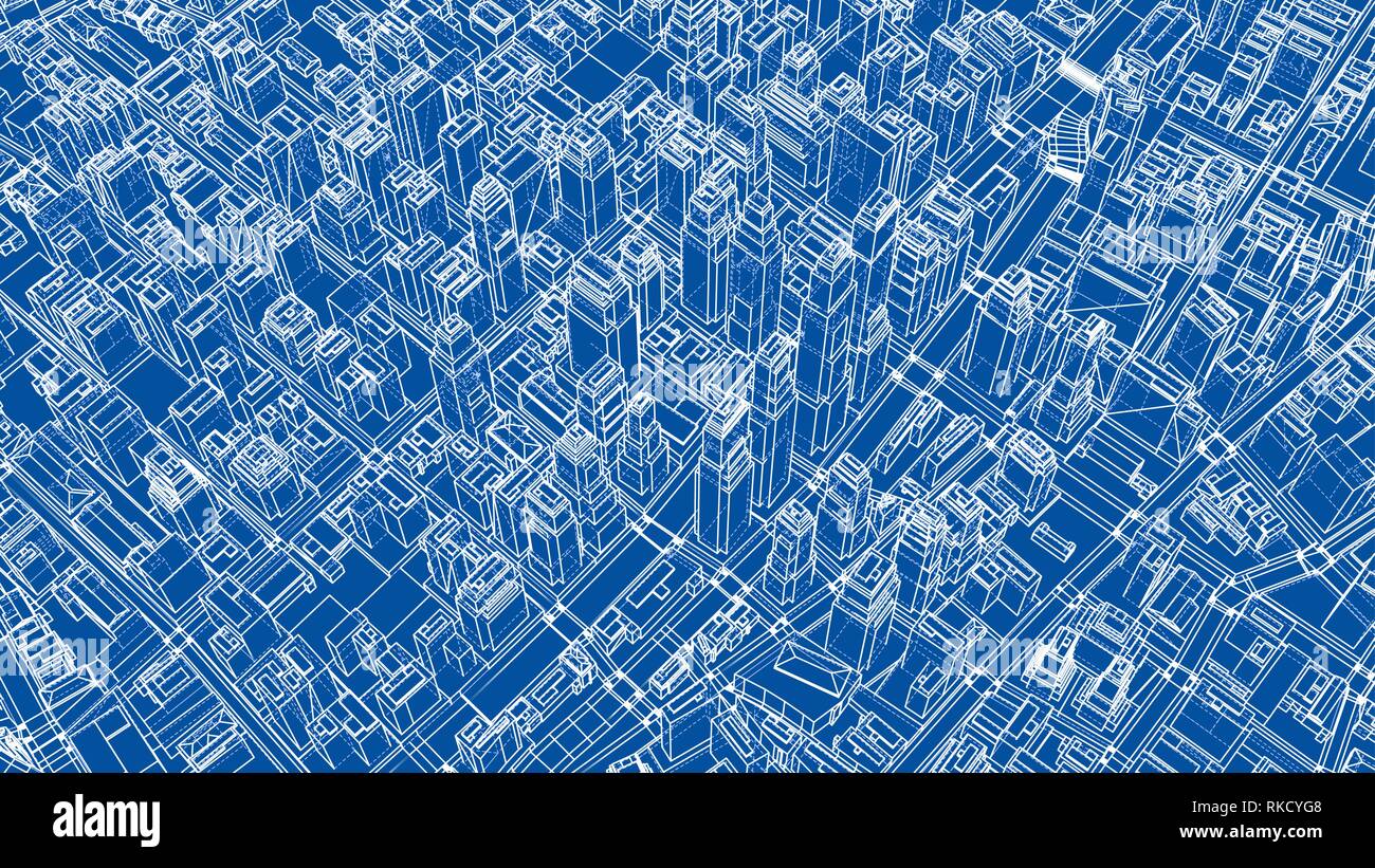 Wire-frame City, Blueprint Style Stock Vector Image & Art - Alamy