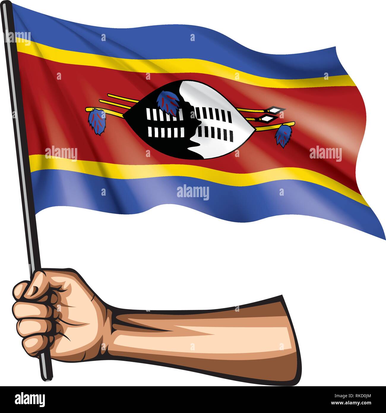 Swaziland flag and hand on white background. Vector illustration Stock ...