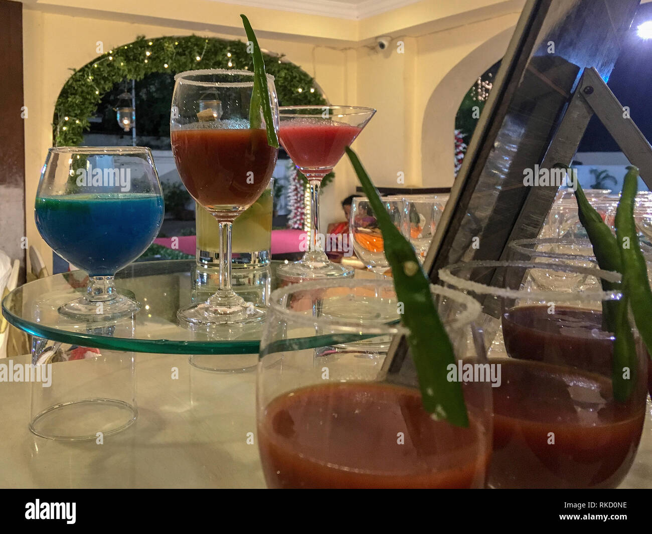08-02-2019- Mocktails on glass teble mumbai maharashtra INDIA asia ...
