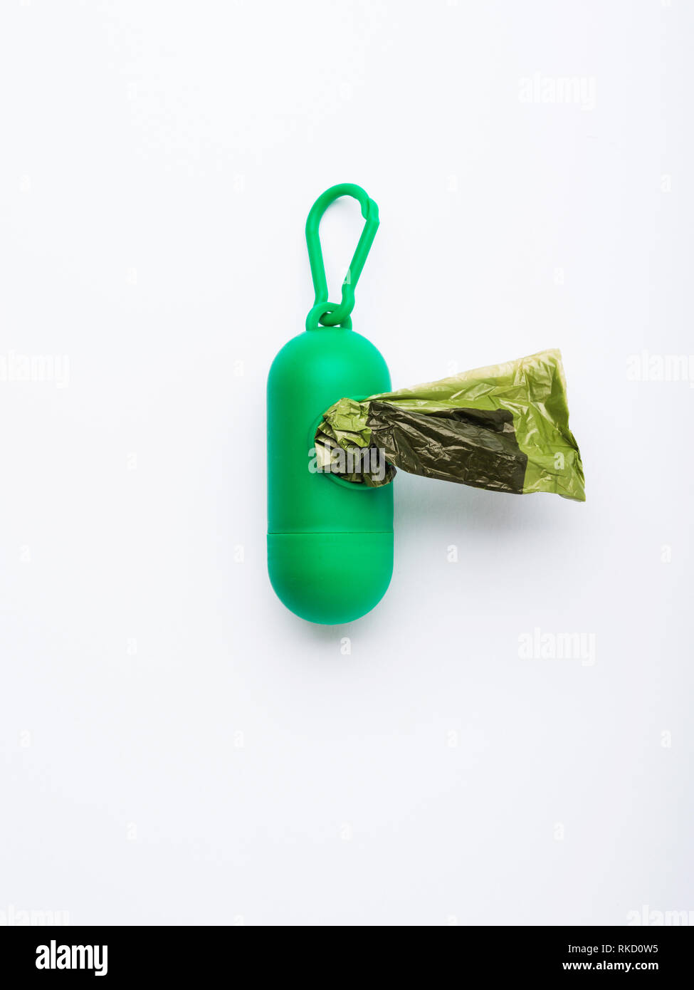 Compostable dog poop bags dispenser on white background. Eco friendly ...