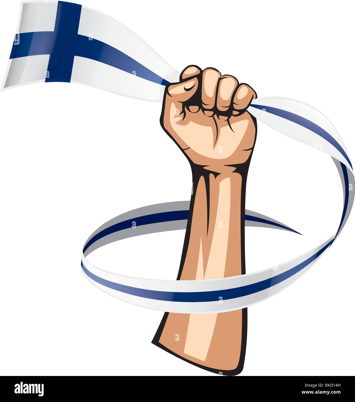 Finland flag and hand on white background. Vector illustration Stock ...
