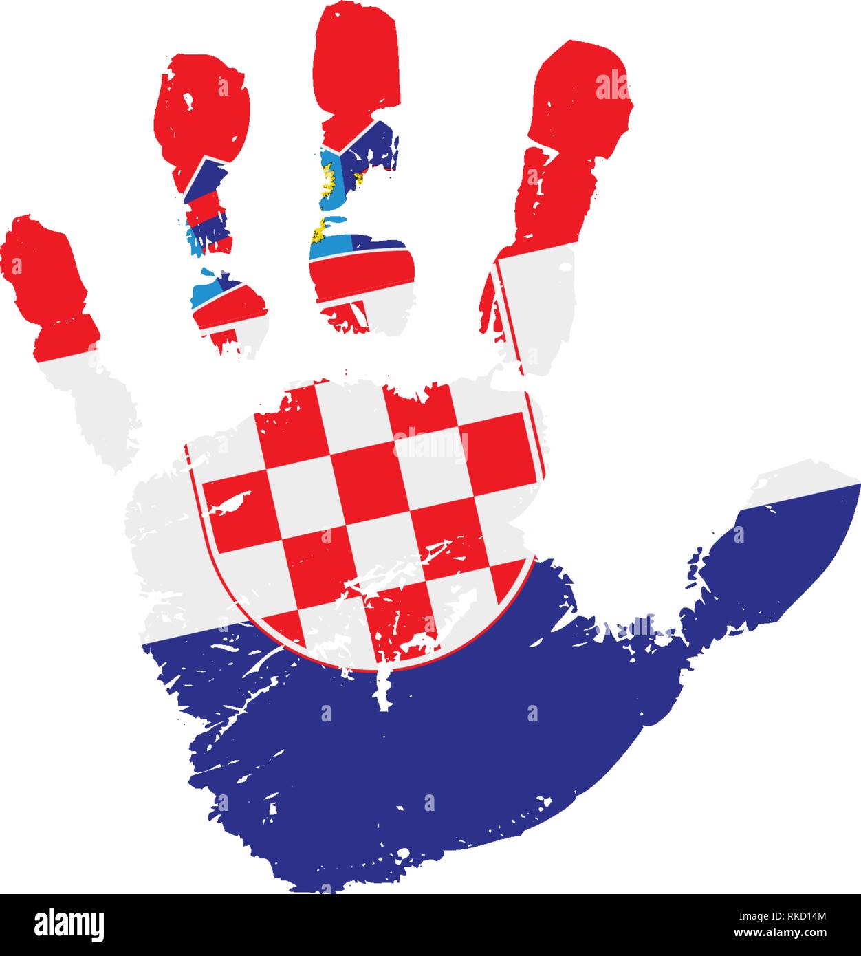 Croatia flag and hand on white background. Vector illustration Stock ...