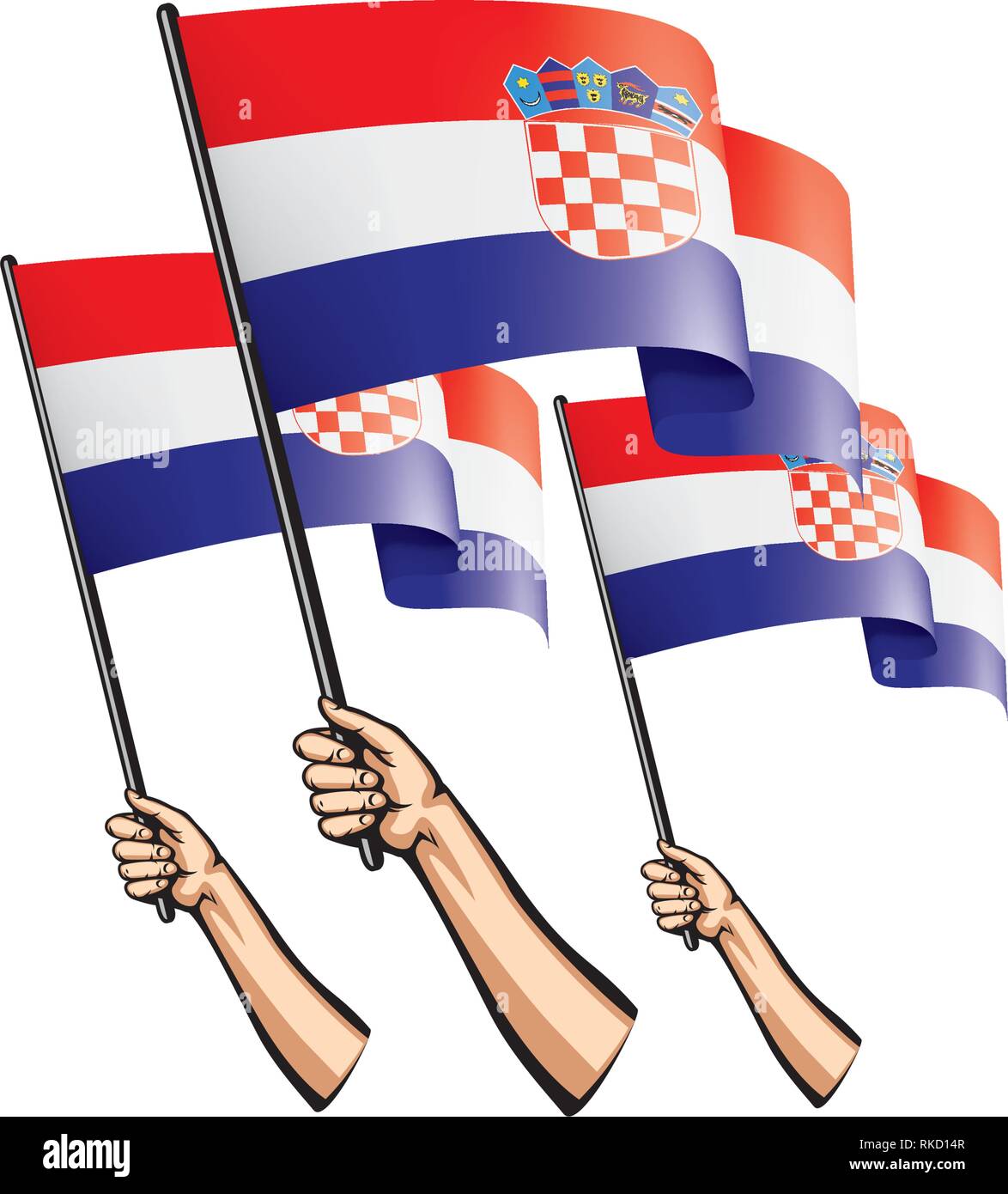 Croatia flag and hand on white background. Vector illustration Stock ...