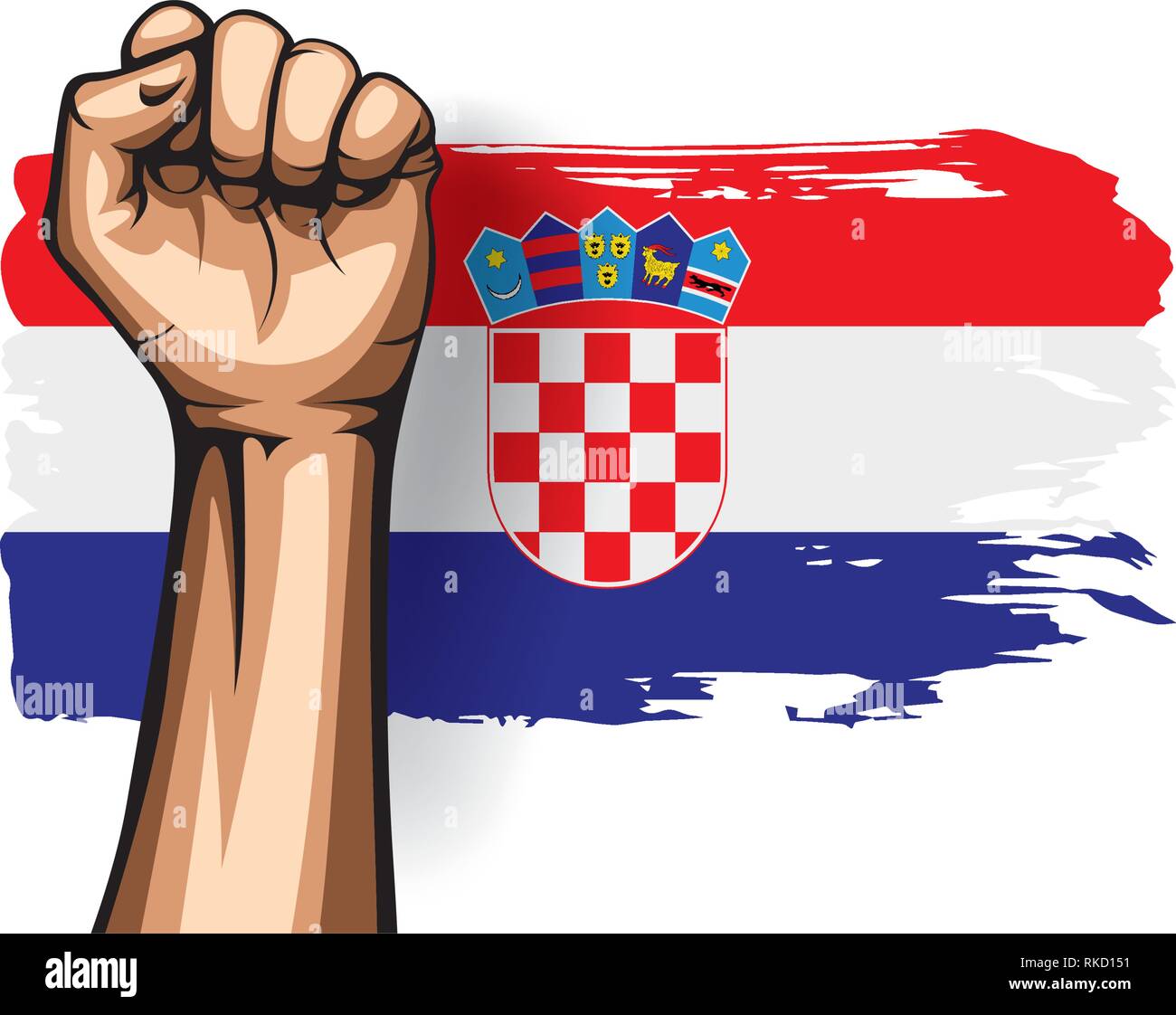 Croatia flag and hand on white background. Vector illustration Stock ...