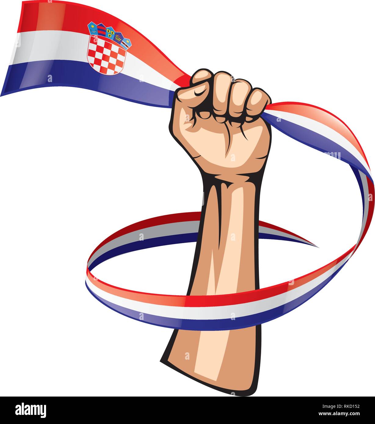 Croatia flag and hand on white background. Vector illustration Stock ...