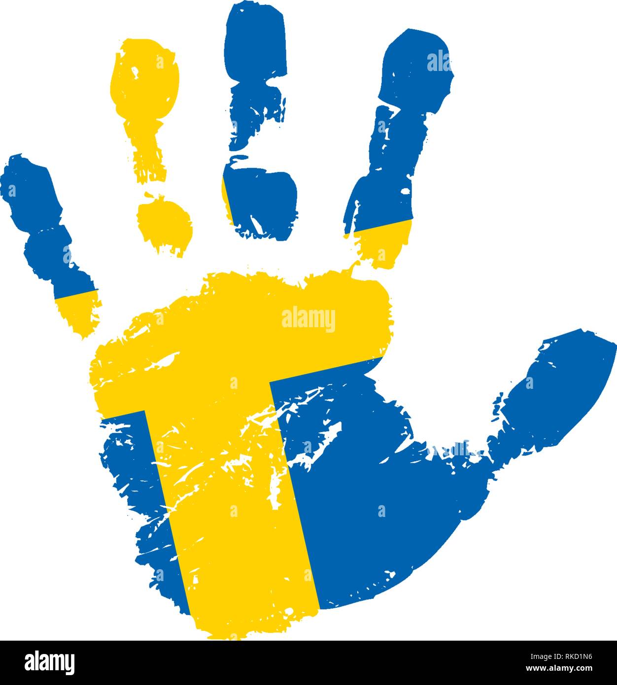 Sweden flag and hand on white background. Vector illustration Stock ...