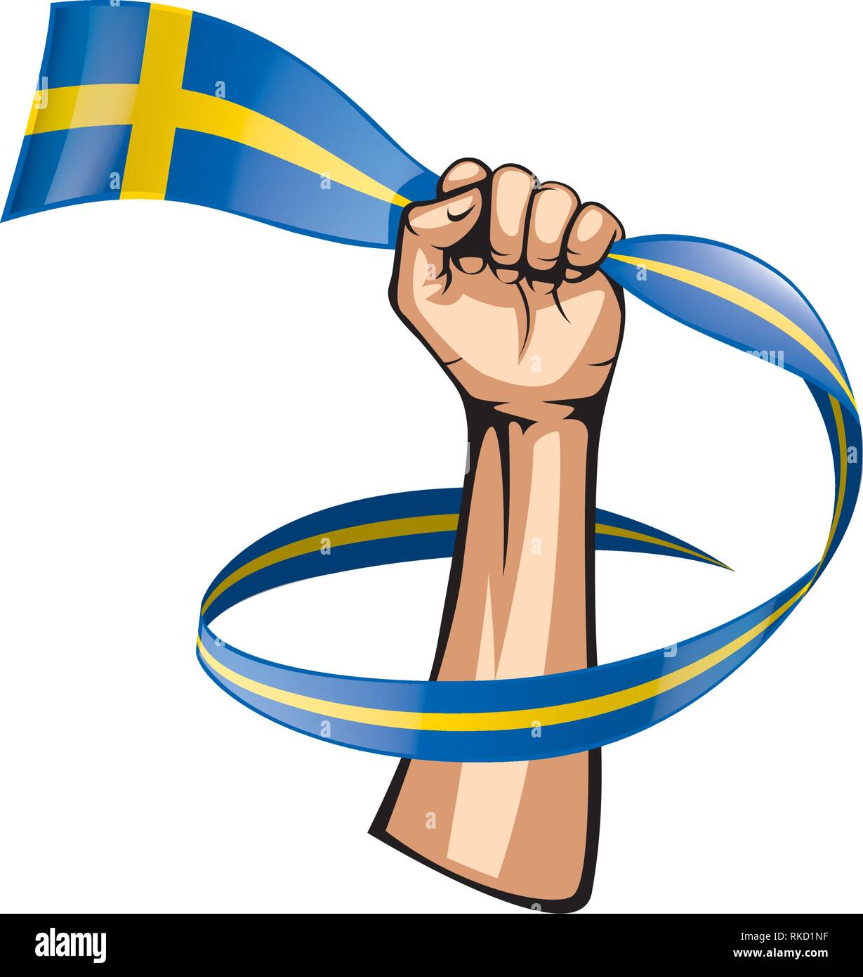 Sweden flag and hand on white background. Vector illustration Stock ...