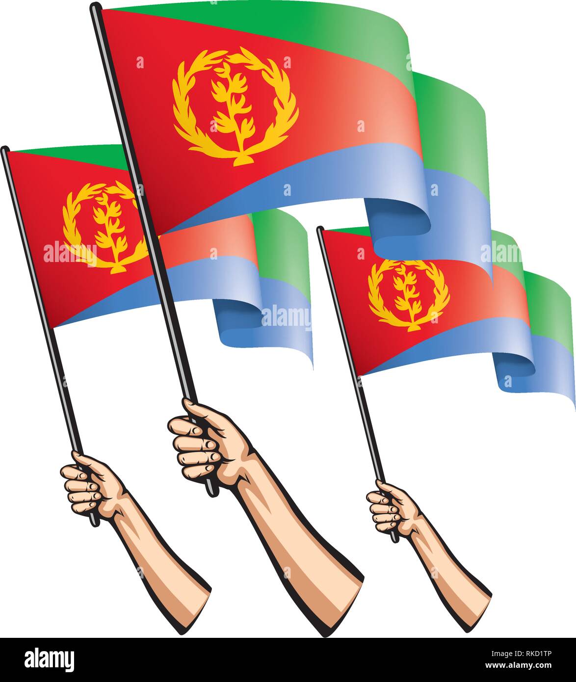 Eritrea Flag And Hand On White Background Vector Illustration Stock Vector Image And Art Alamy