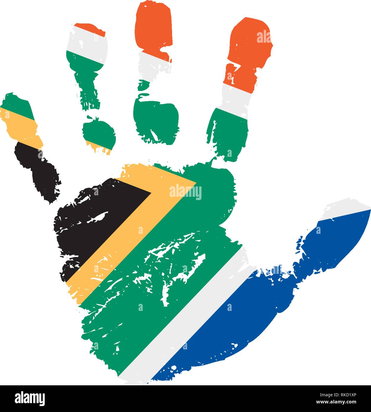 south africa flag and hand on white background. Vector illustration ...