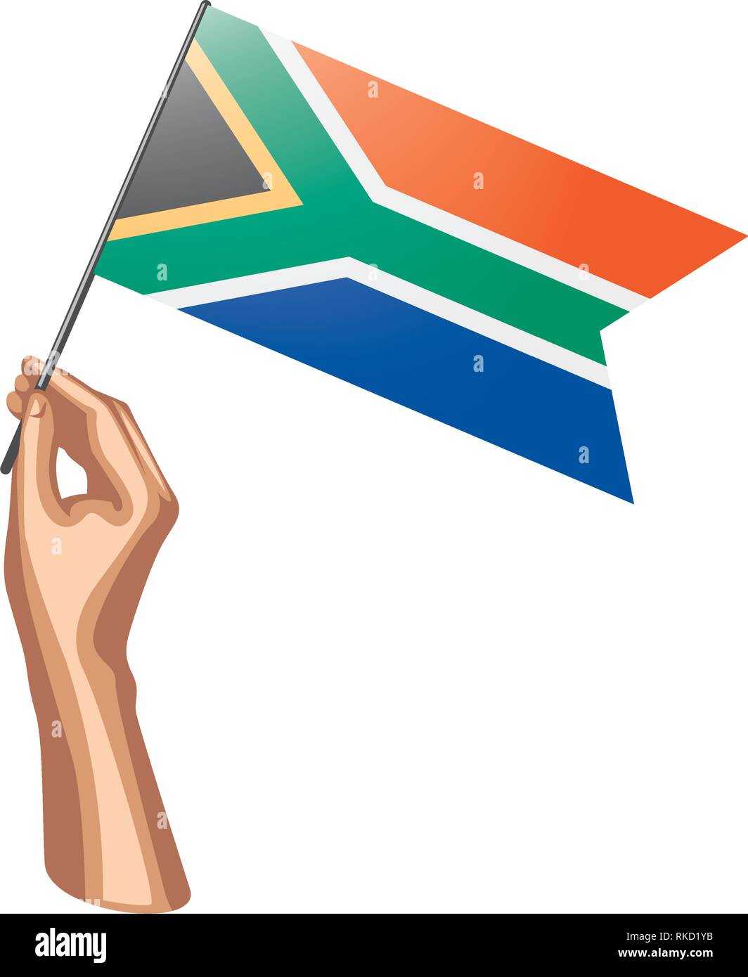 south africa flag and hand on white background. Vector illustration ...