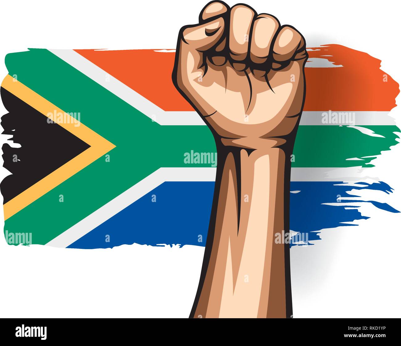 south africa flag and hand on white background. Vector illustration ...