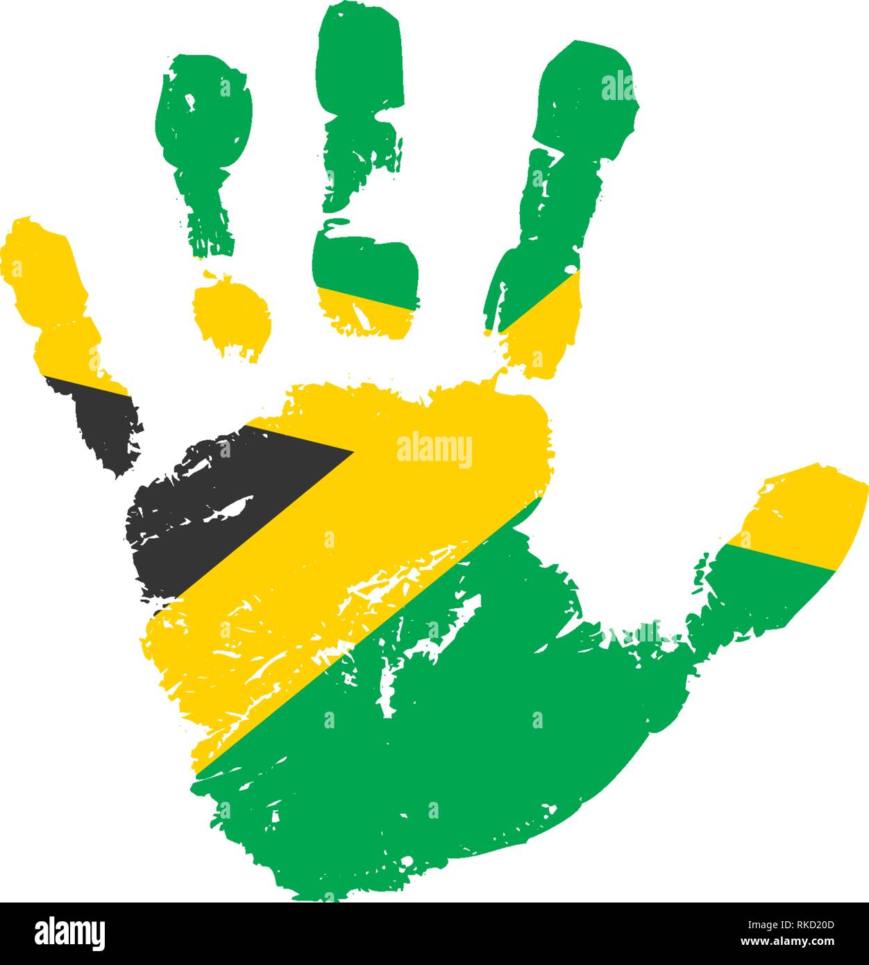Jamaica flag and hand on white background. Vector illustration Stock ...