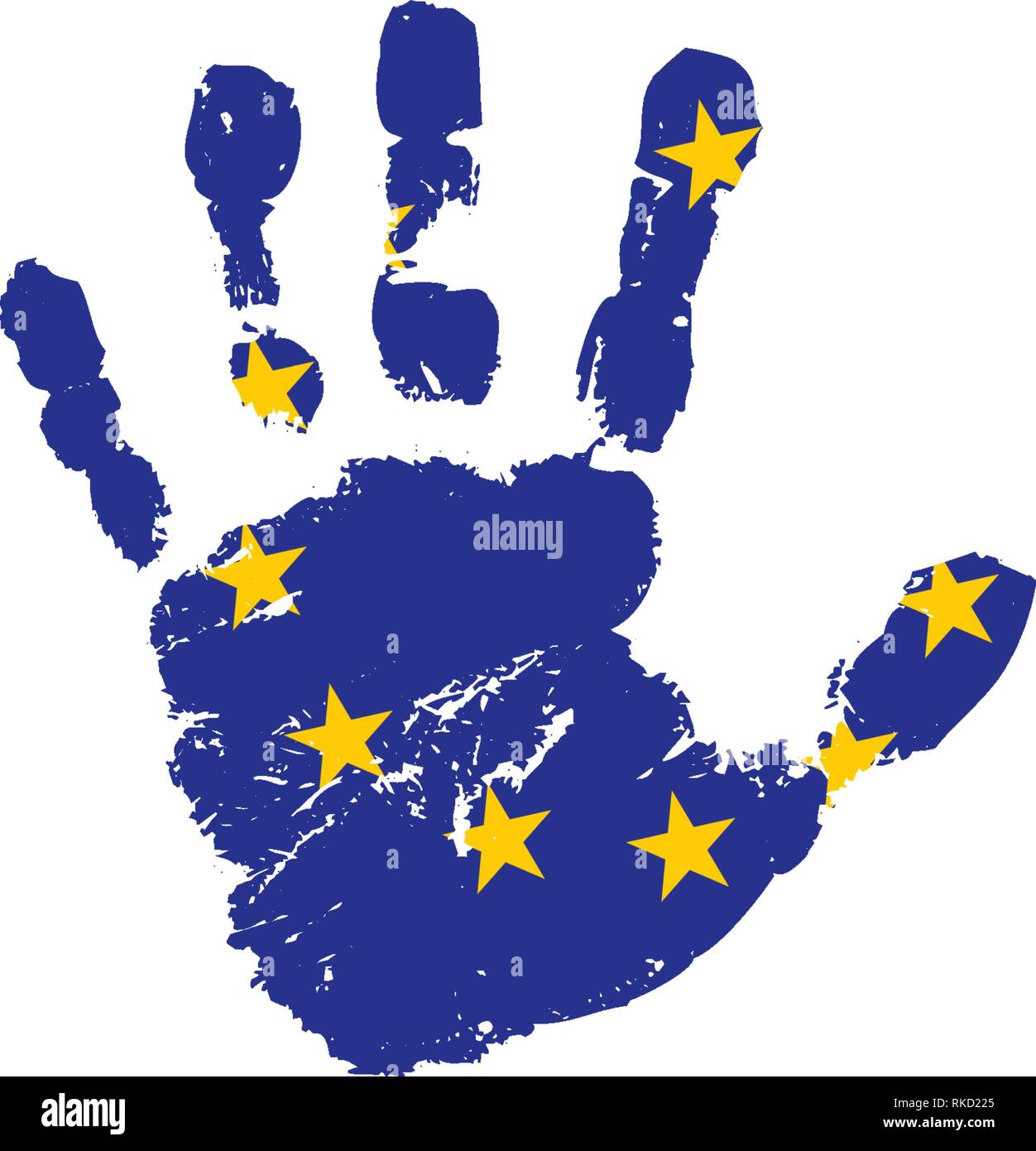 European union flag and hand on white background. Vector illustration ...