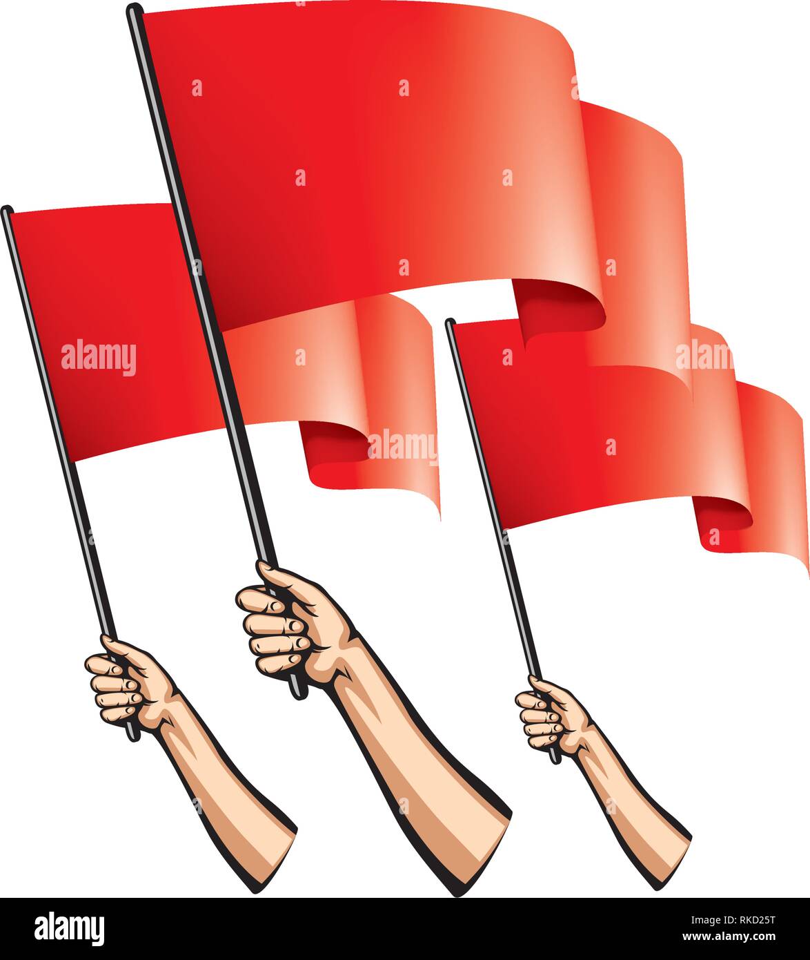 Red flag and hand on white background. Vector illustration Stock Vector ...