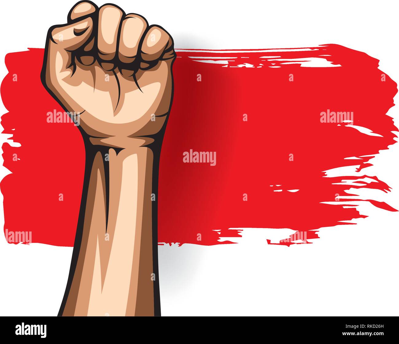 Red flag and hand on white background. Vector illustration Stock Vector ...
