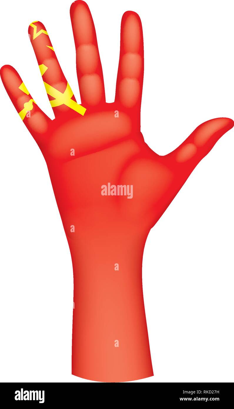 Red flag and hand on white background. Vector illustration Stock Vector ...