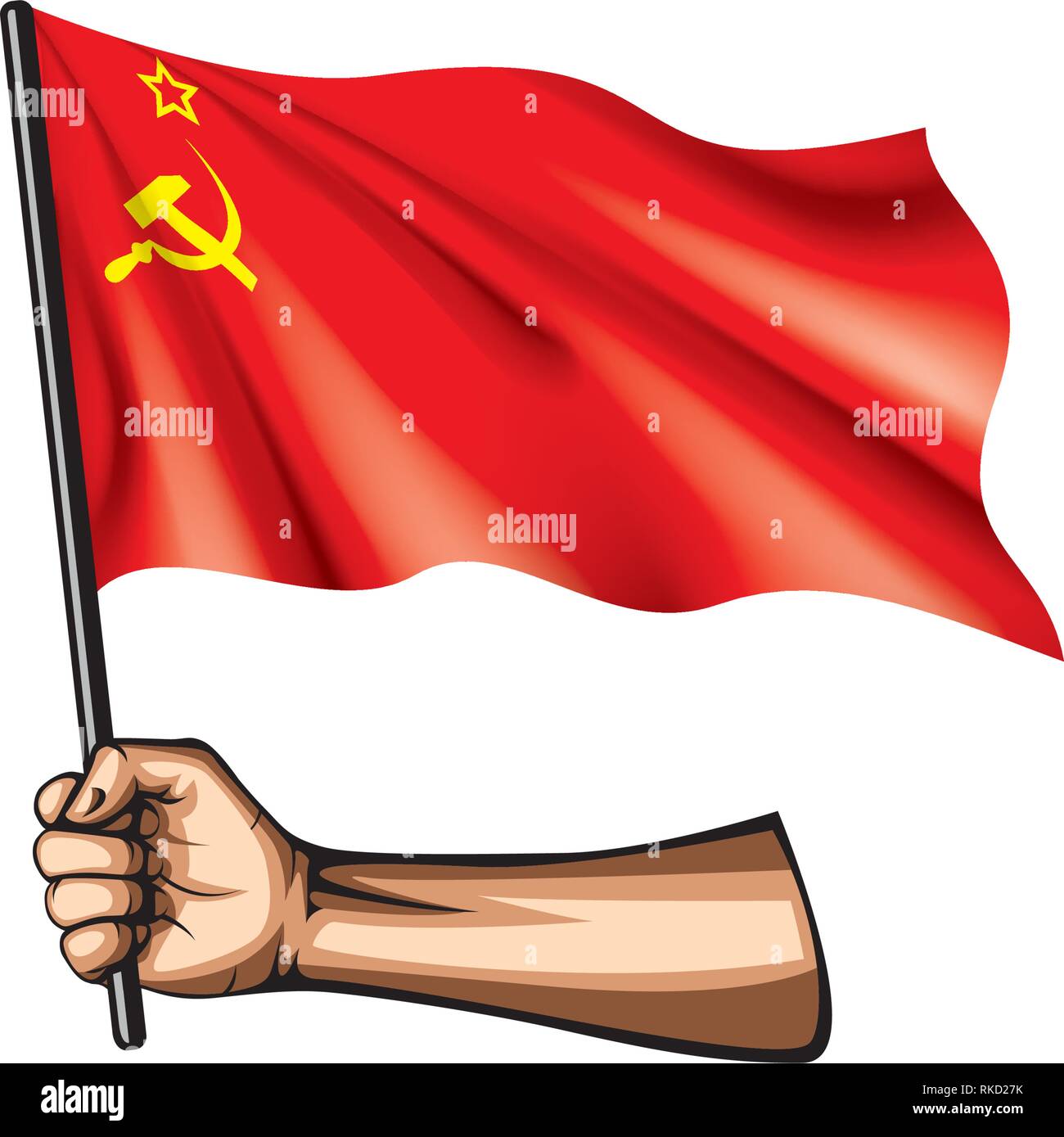 Red flag and hand on white background. Vector illustration Stock Vector ...