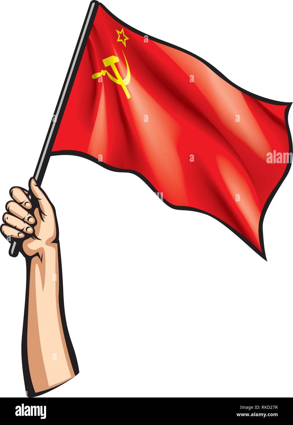 Red flag and hand on white background. Vector illustration Stock Vector ...