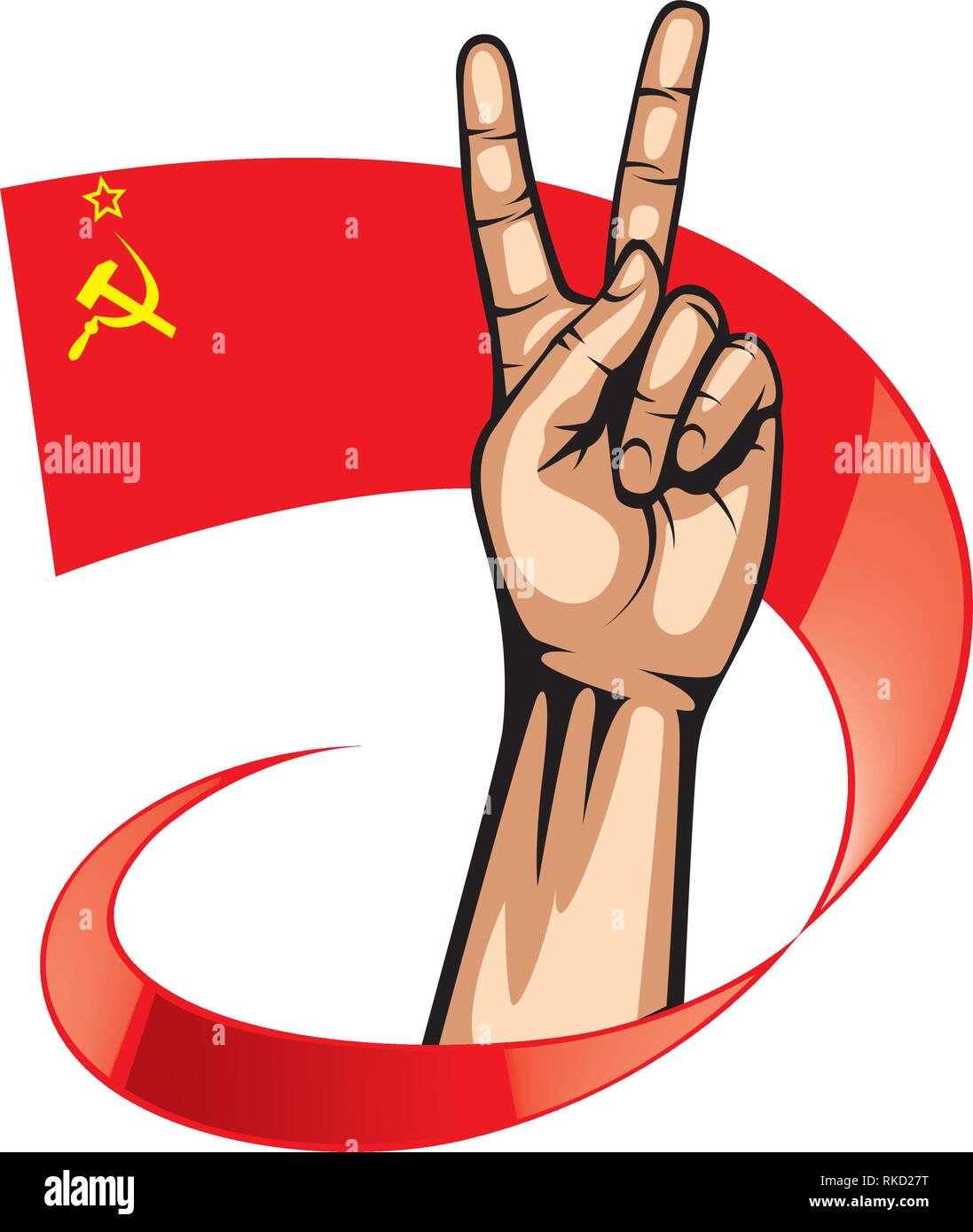 Red flag and hand on white background. Vector illustration Stock Vector ...
