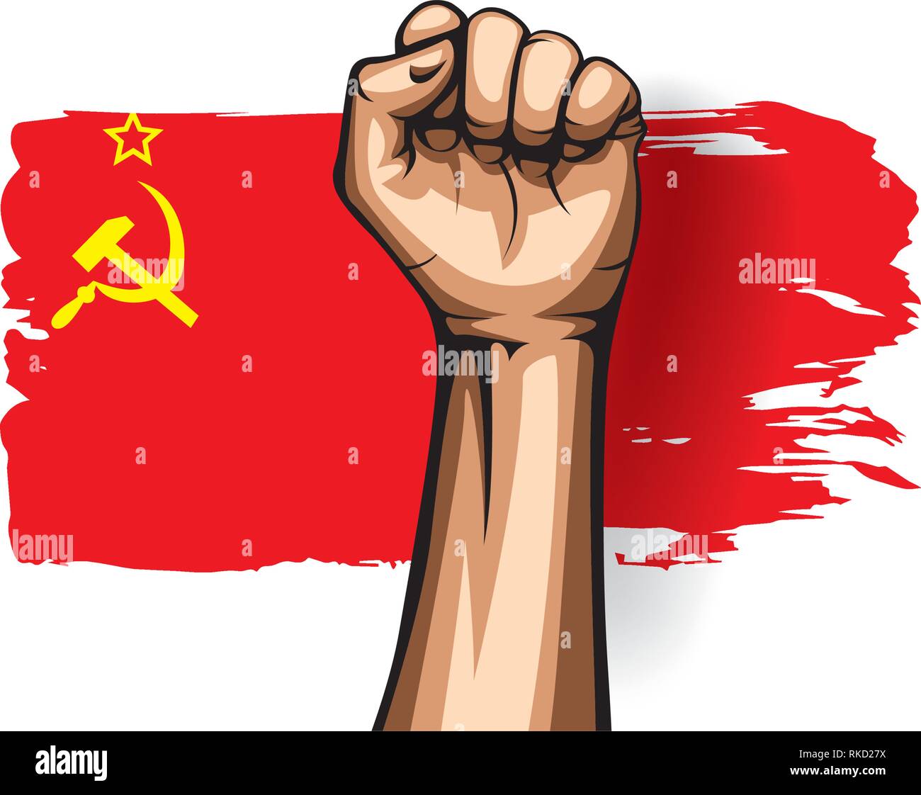 Red flag and hand on white background. Vector illustration Stock Vector ...