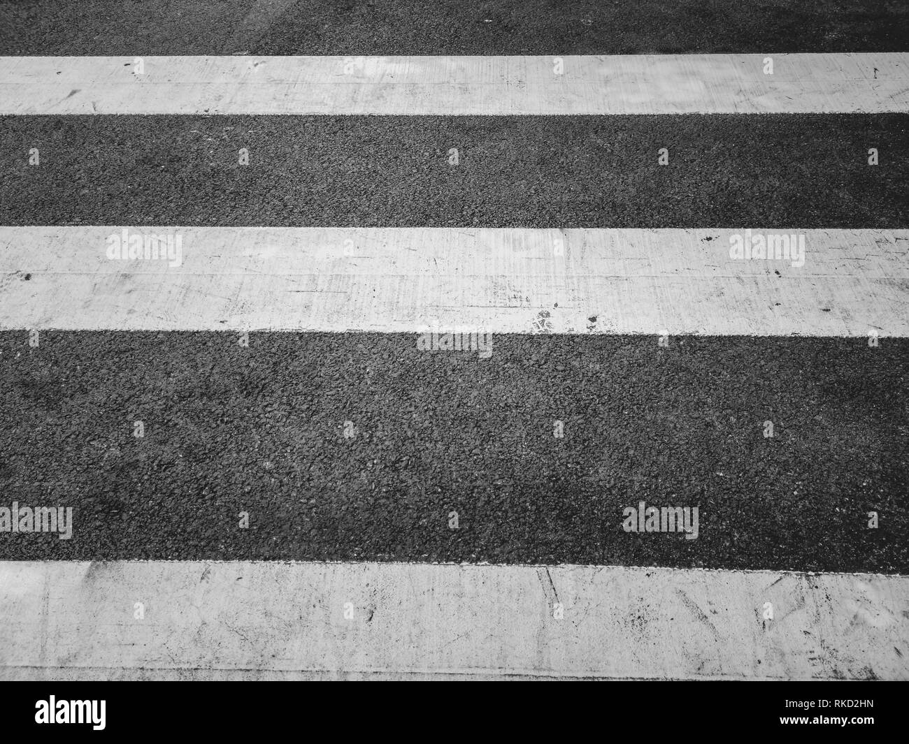 Intersection Zebra Crossing, closeup, blacn and white style Stock Photo ...