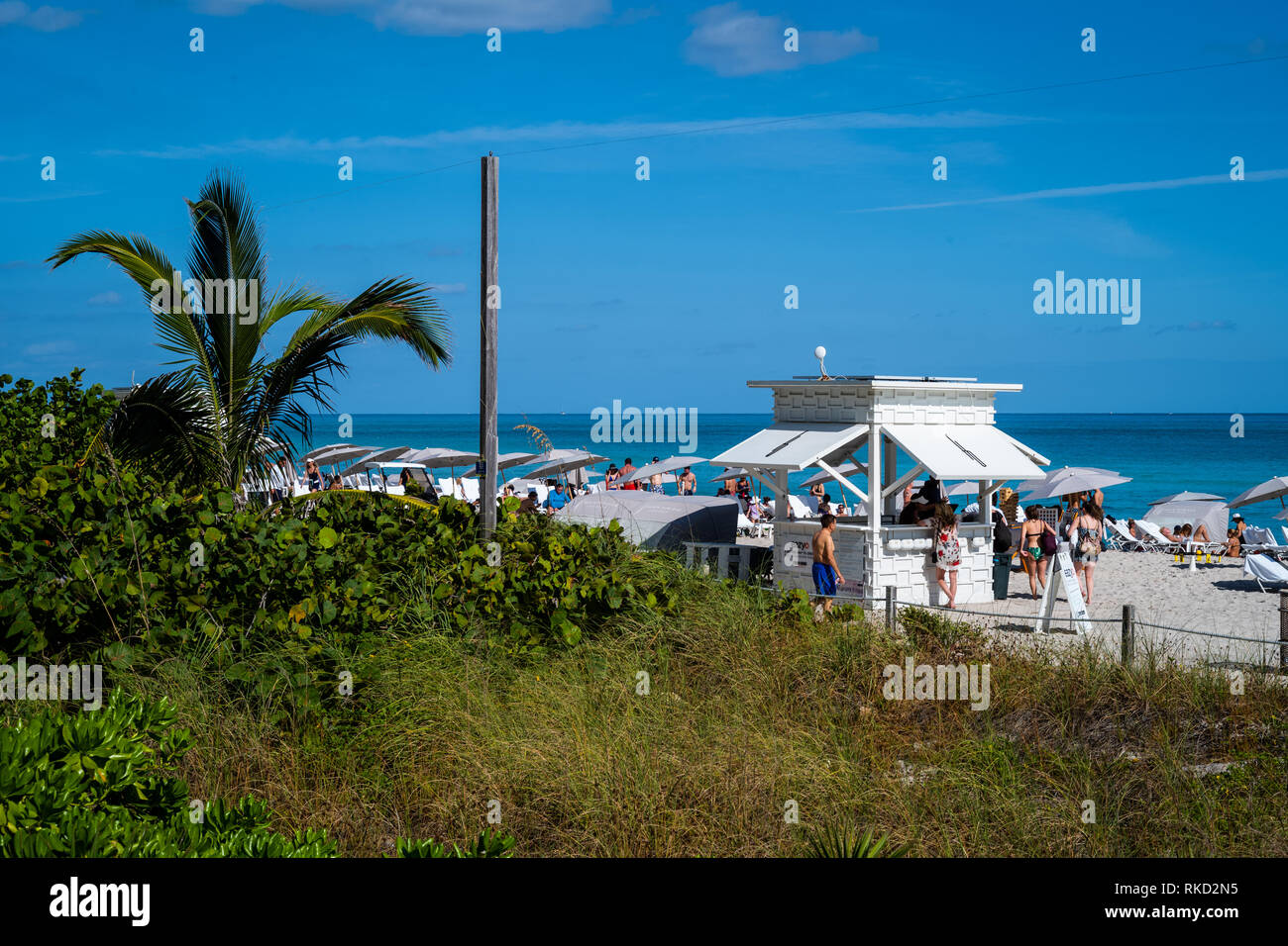 Miami Beach seen from the Boardwalk going along the whole stretch of ...