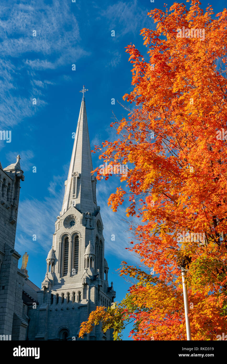 Exterior morning view of the Basilica of Sainte-Anne-de-Beaupre church ...