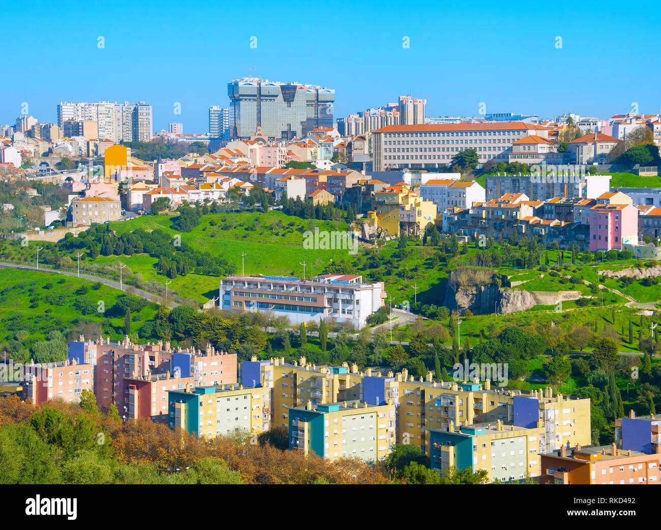 Cityscape of modern districts of Lisbon, Porutgal. Overview Stock Photo ...